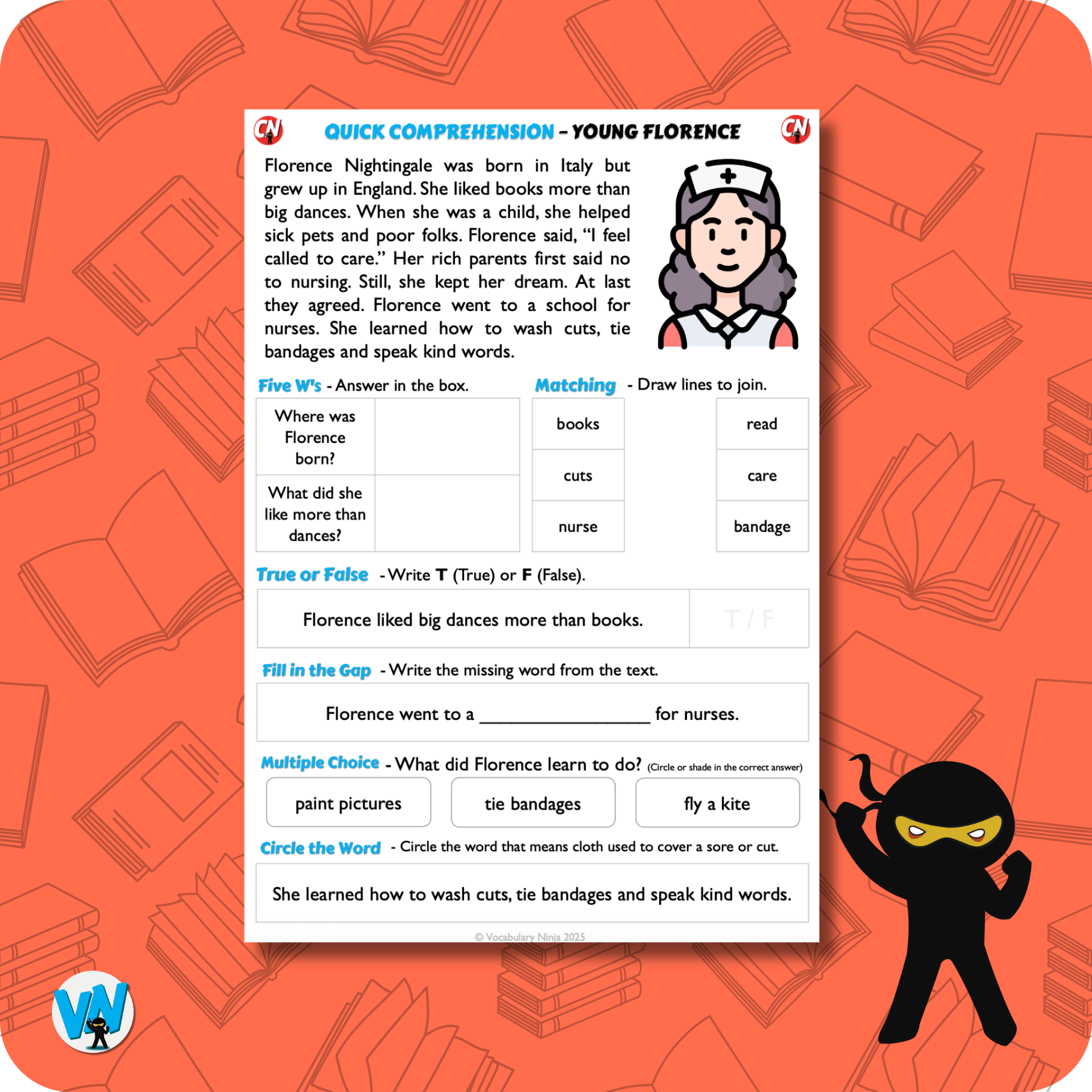 Quick Comprehension Topic Bundle – Y1 – Florence Nightingale ...