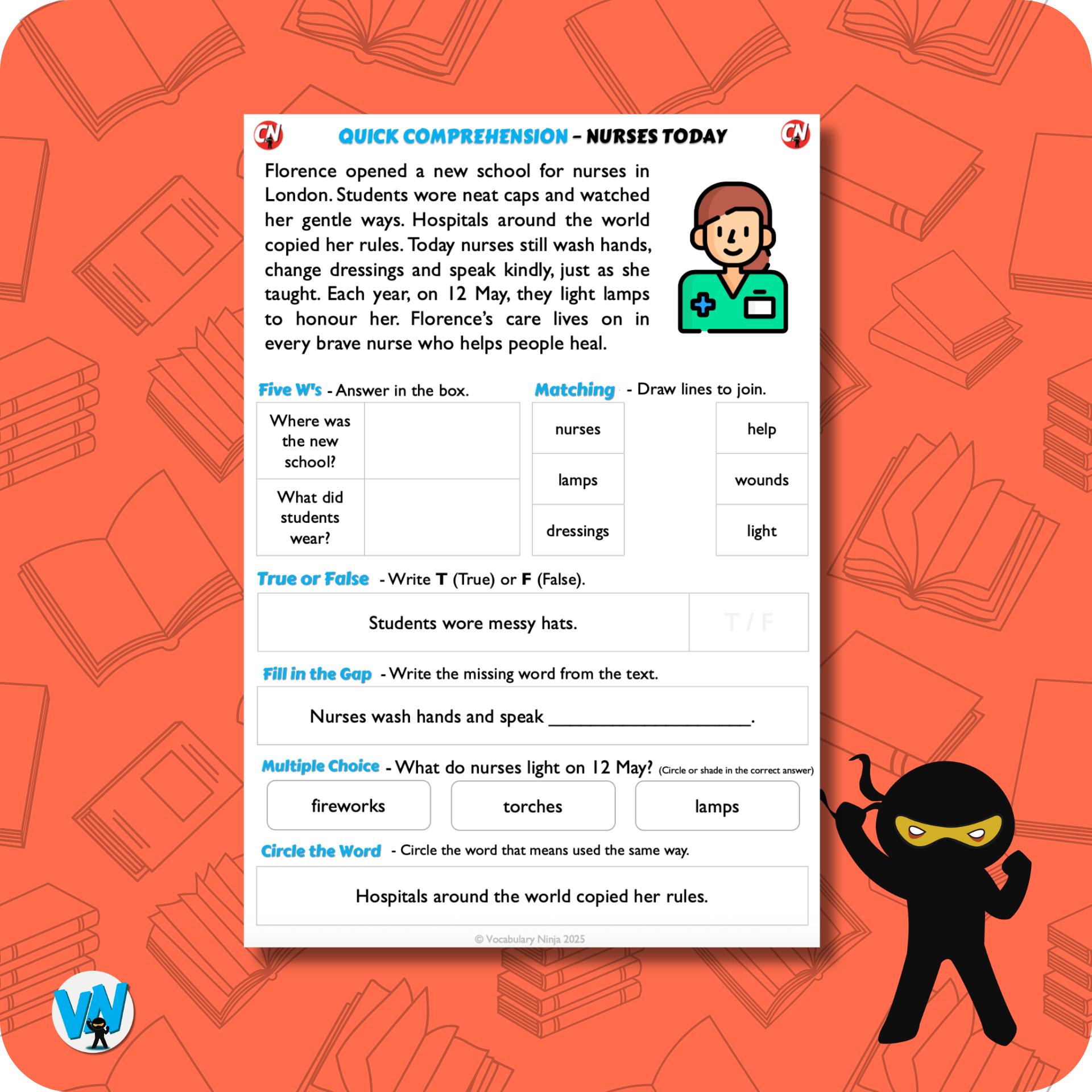 Quick Comprehension Topic Bundle – Y1 – Florence Nightingale ...