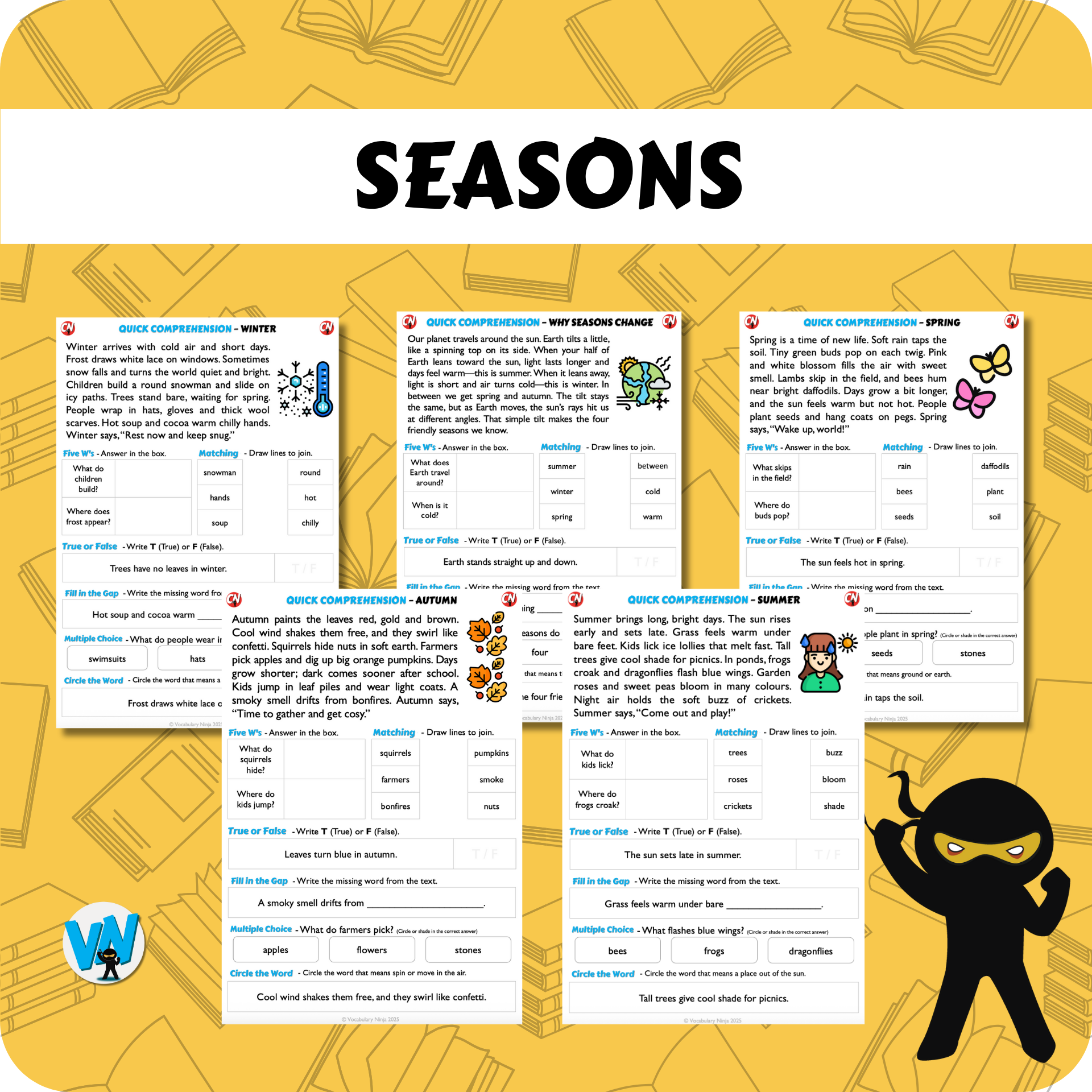 Quick Comprehension Topic Bundle – Y1 and Y2 Bundle (20 packs ...