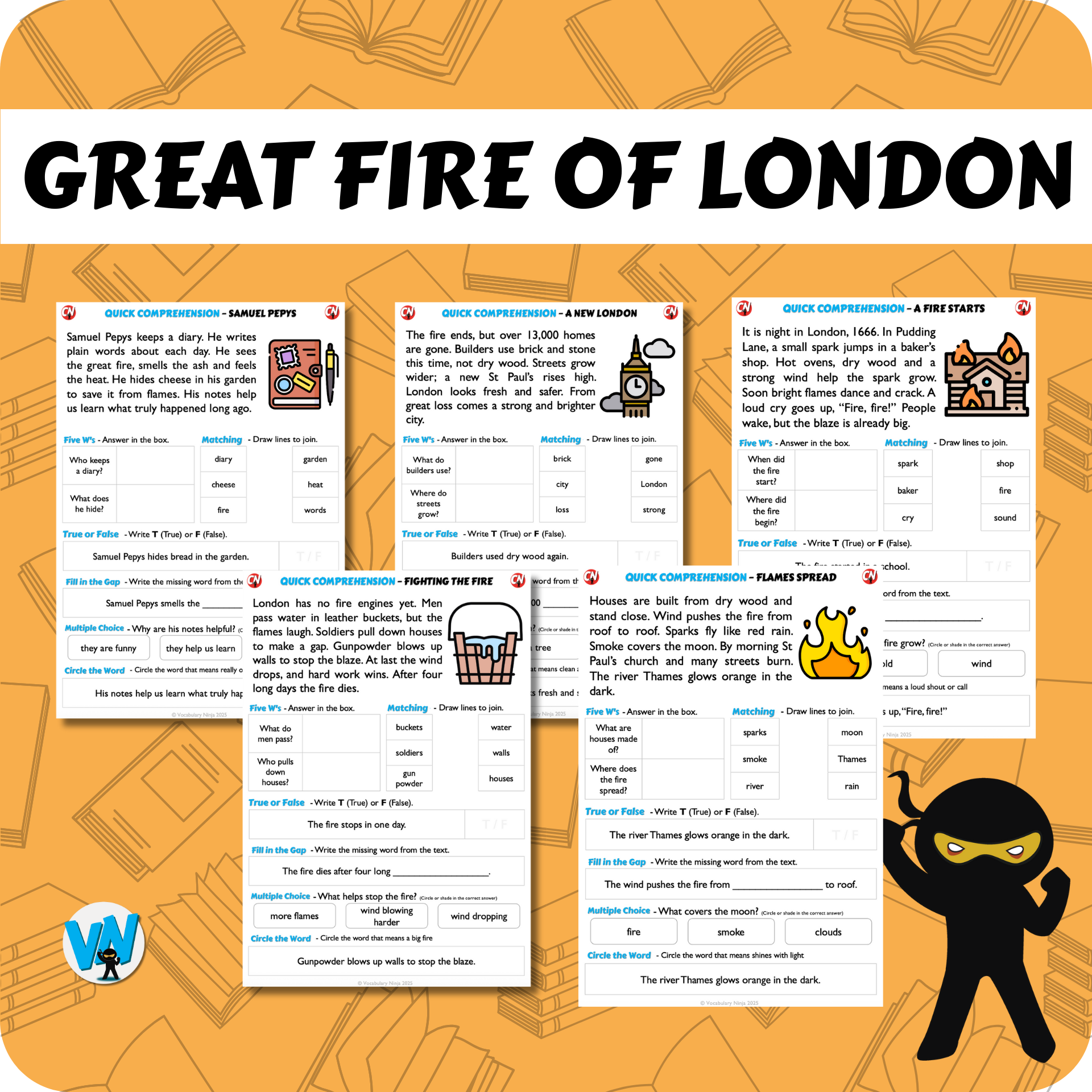 Quick Comprehension Topic Bundle – Y1 – Great Fire of London ...