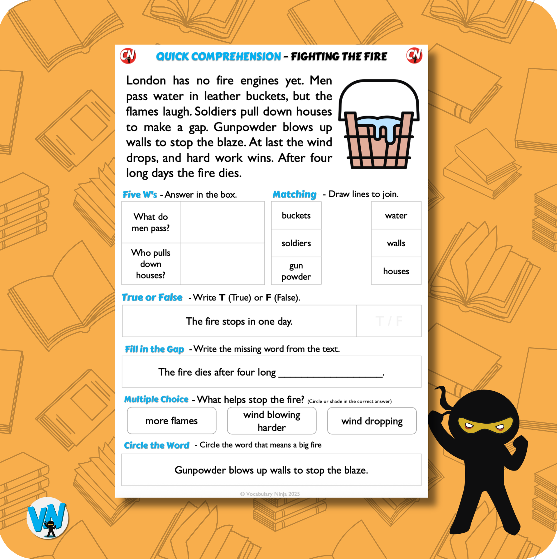 Quick Comprehension Topic Bundle – Y1 – Great Fire of London ...