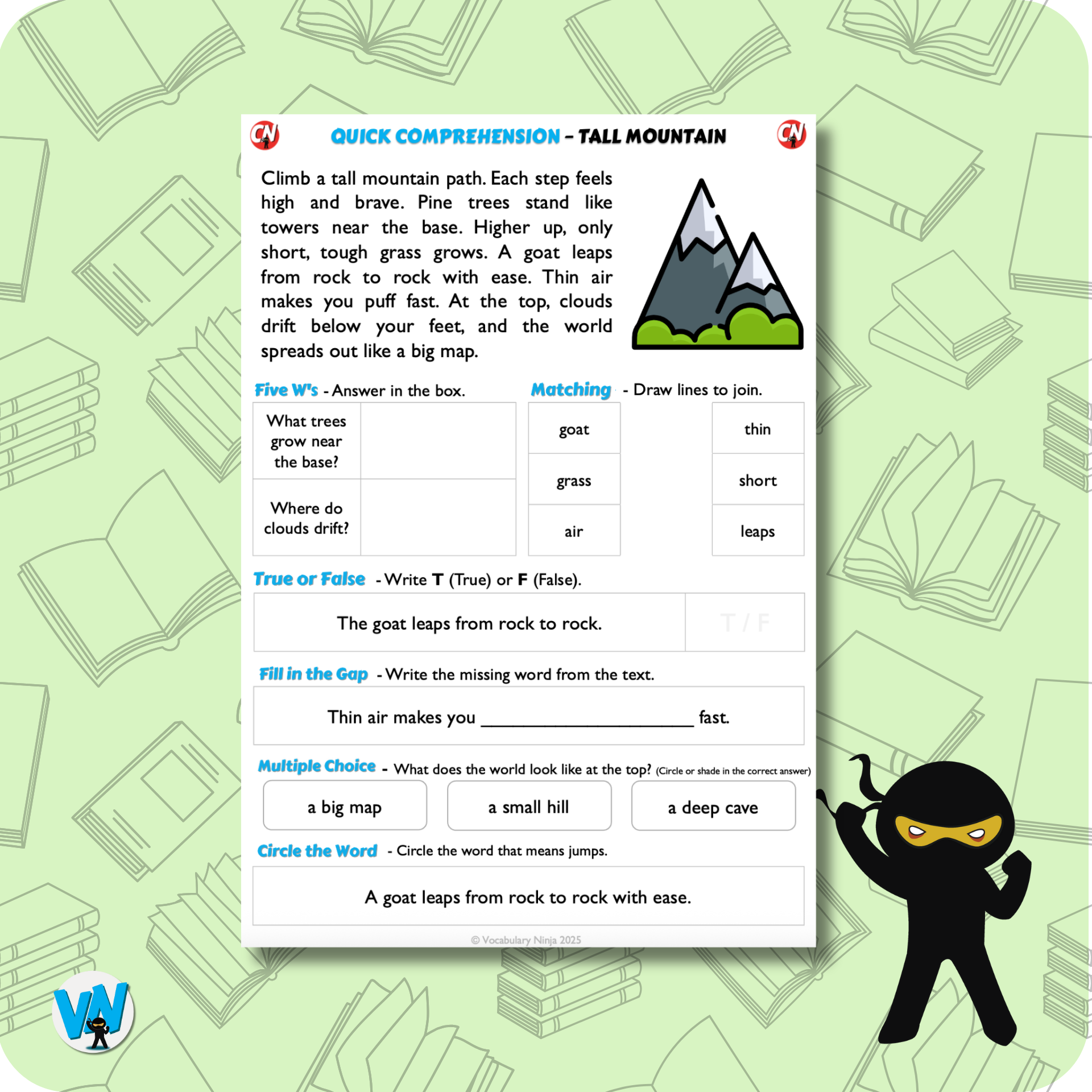 Quick Comprehension Topic Bundle – Y1 – Our Natural World – Vocabulary ...