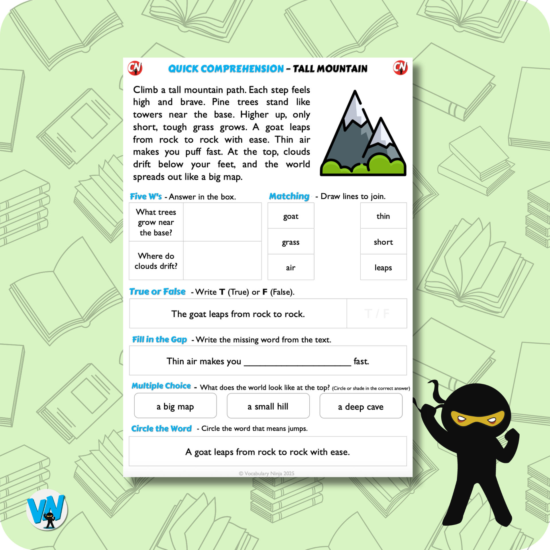 Quick Comprehension Topic Bundle – Y1 – Our Natural World – Vocabulary ...