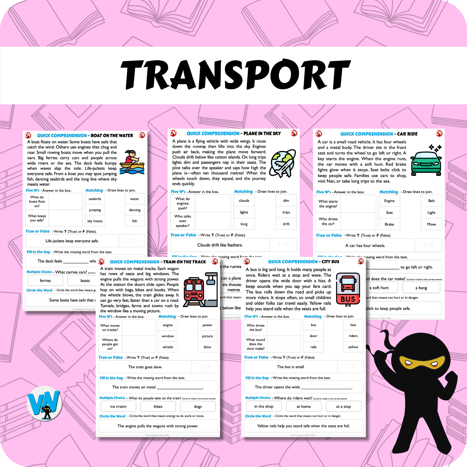 Quick Comprehension Topic Bundle – Y1 Bundle – Vocabulary Ninja