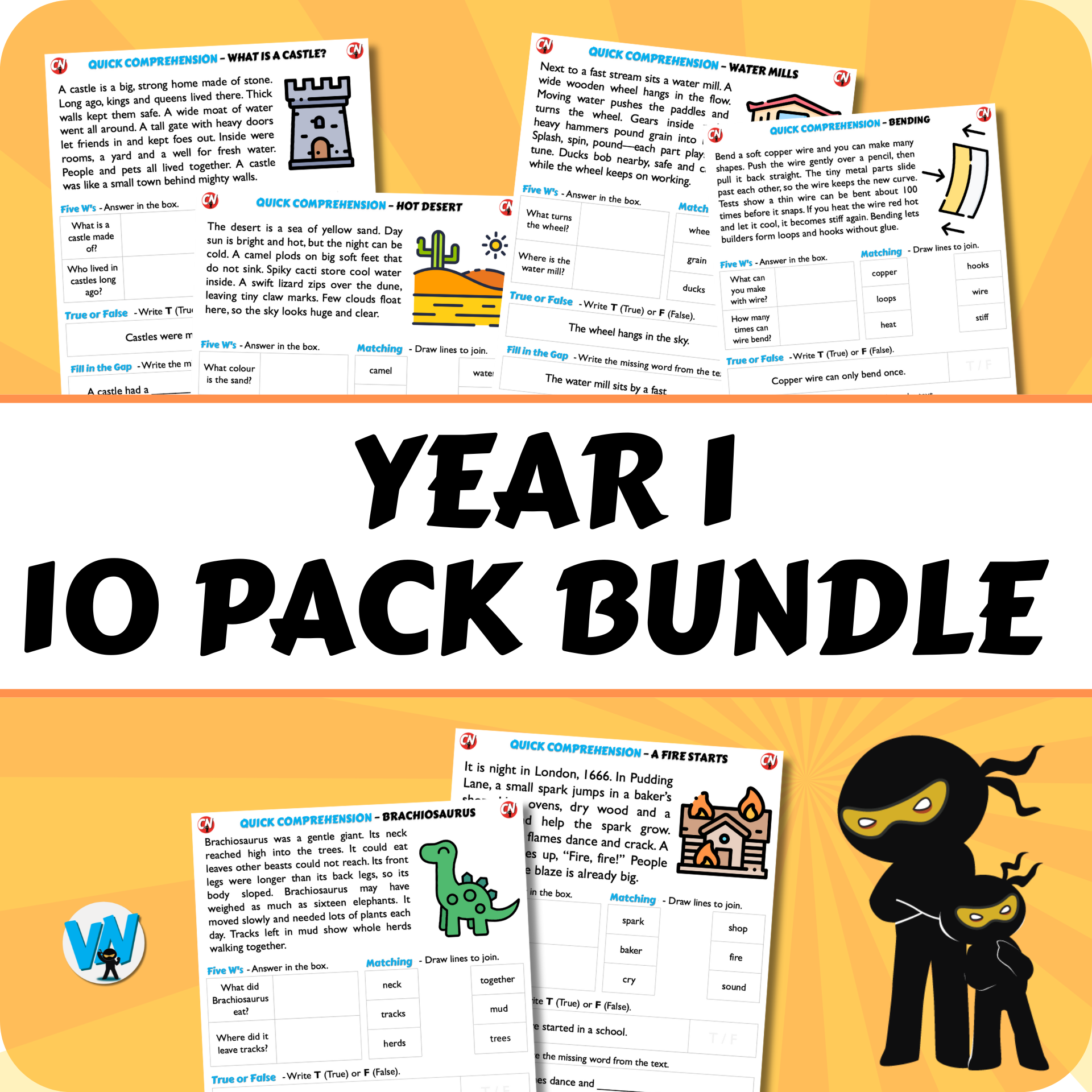 Quick Comprehension Topic Bundle – Y1 Bundle – Vocabulary Ninja