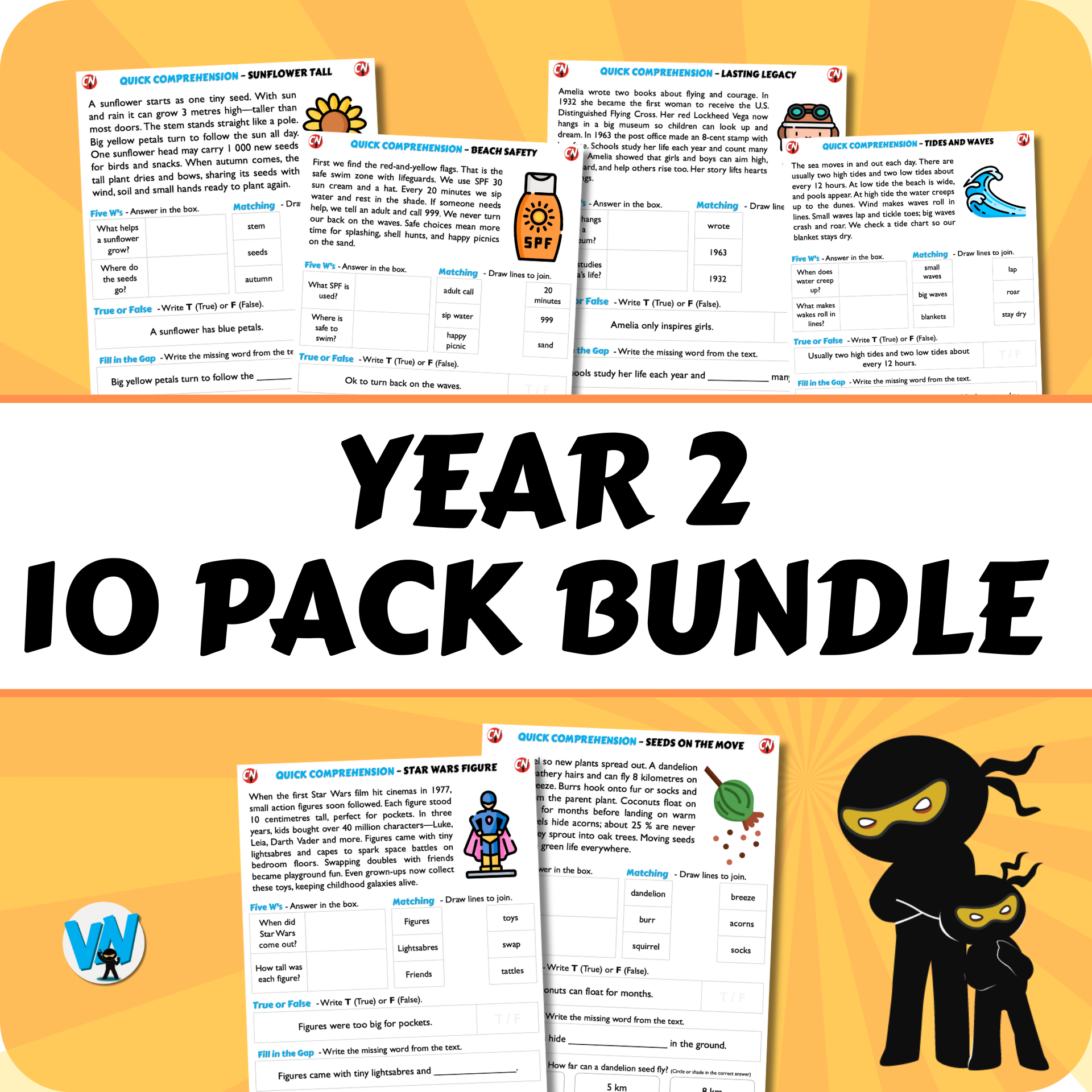 Quick Comprehension Topic Bundle – Y2 Bundle – Vocabulary Ninja