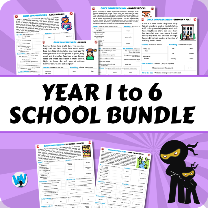 Quick Comprehension Topic Bundle – Y1 to Y6 Bundle (61 Topics ...
