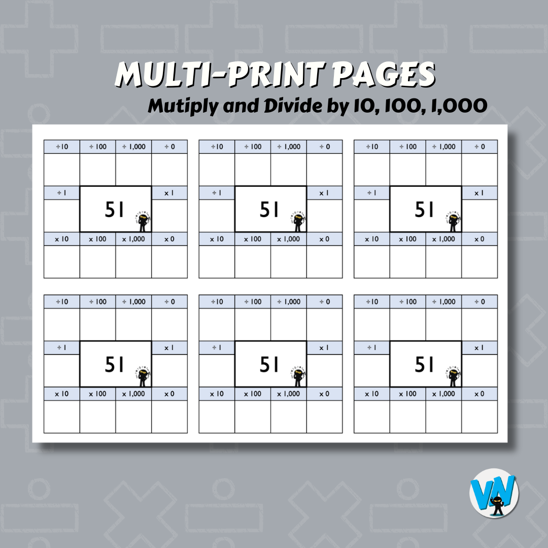 Fluency Grids – Multiply and Divide by 10, 100 & 1000 – Vocabulary Ninja