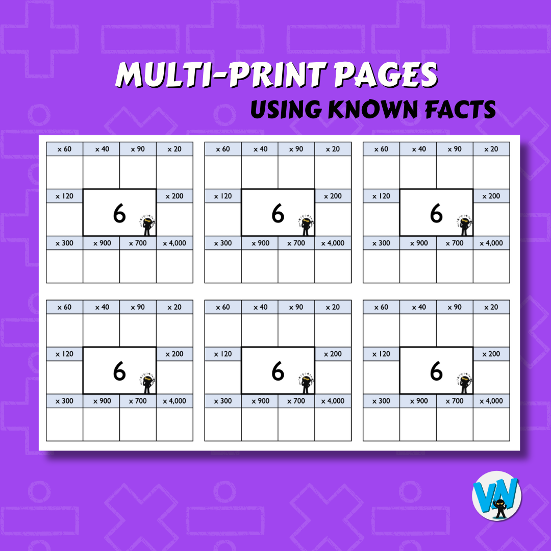 Fluency Grids – Multiply and Divide using Known Facts – Vocabulary Ninja