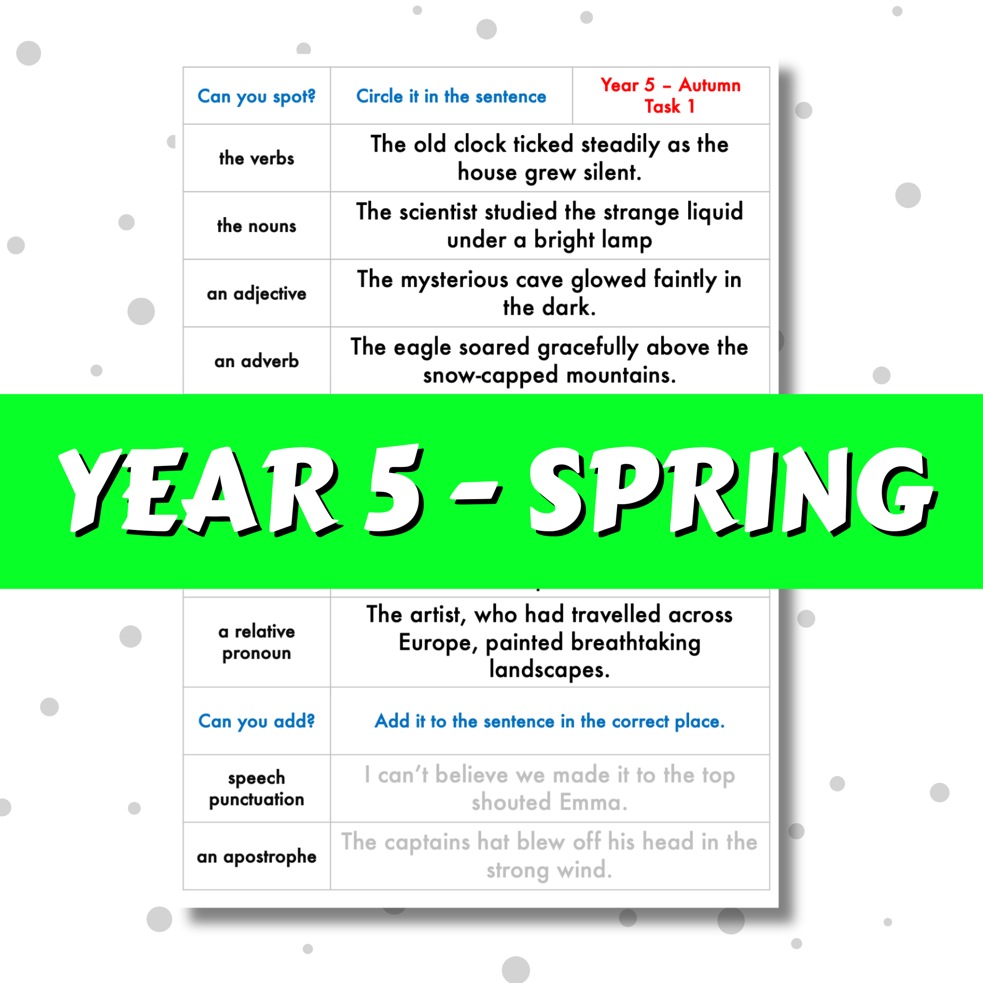 SPaG Spotter – Year 5 – Spring Term – Vocabulary Ninja
