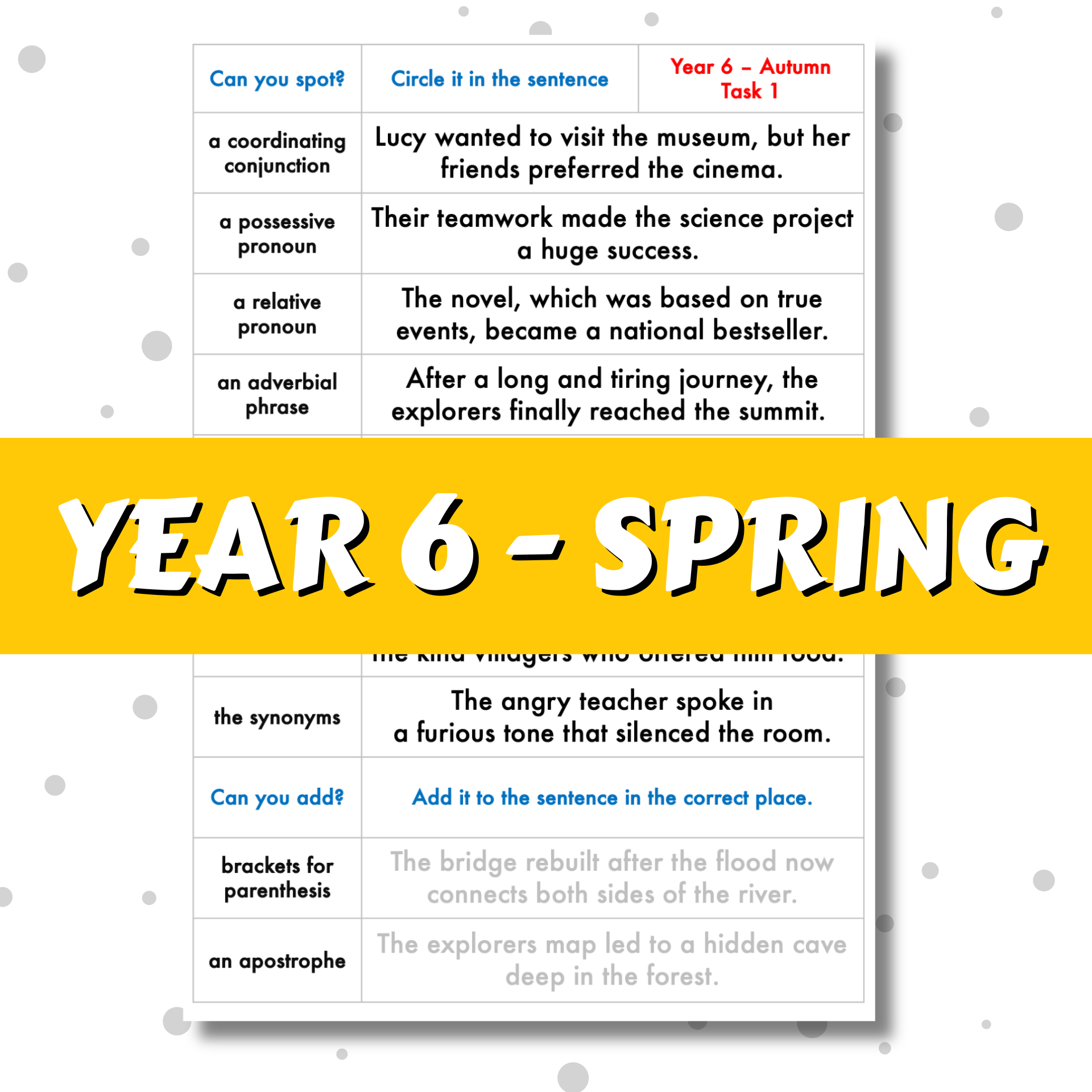 SPaG Spotter – Year 6 – Spring Term – Vocabulary Ninja