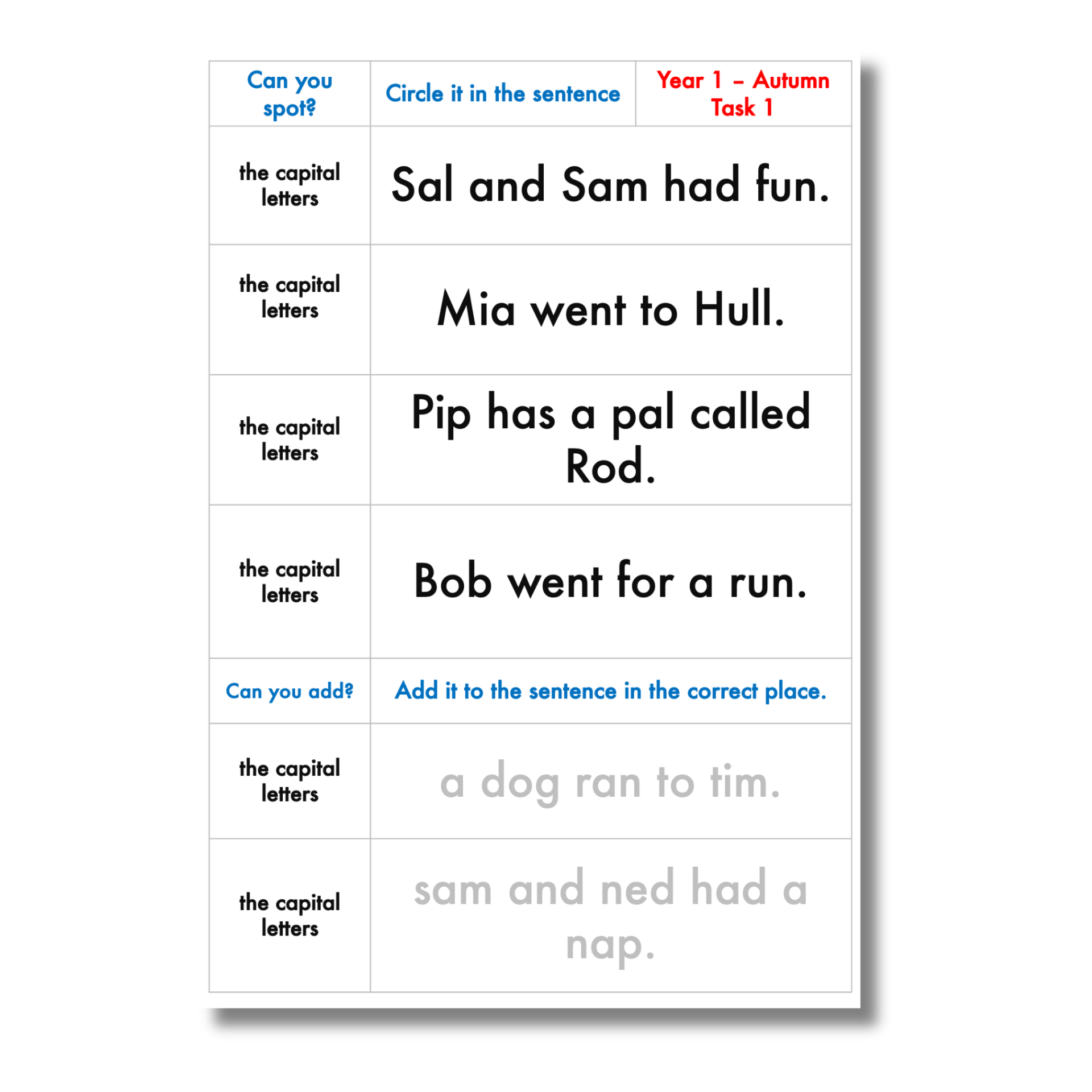SPaG Spotter – Year 1 – Summer Term – Vocabulary Ninja